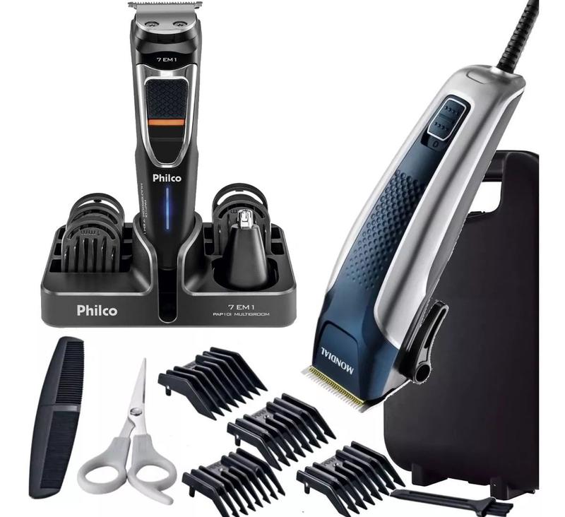 Cortador De Cabelo Mondial Pro Lamina Titanium 10w Cr09 Com Maleta Aparador De Pelos Barbeador 7 ...