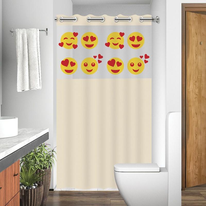 Cortina Box c/visor Emoji Coração Para Banheiro Anti Mofo Resistente ...