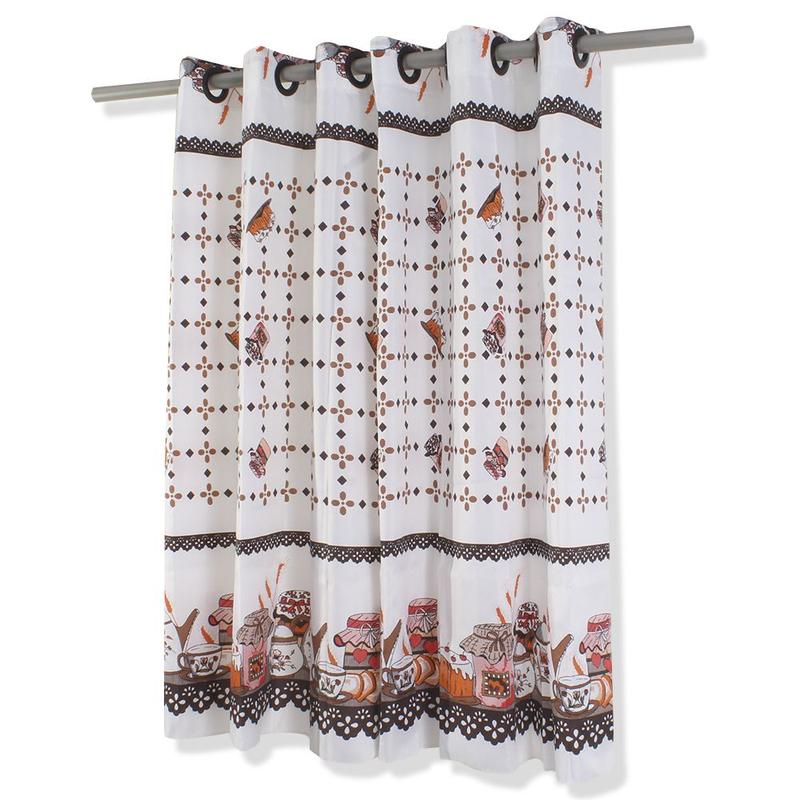 Cortina Cozinha Tec Std Home com Ilhós 180x120 cm Marrom Café Kitchen ...