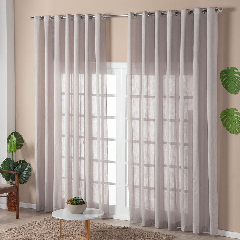 Cortina de Voal Cinza 5,00m x 2,70m - Ideal para Varão Simples de 4 ...