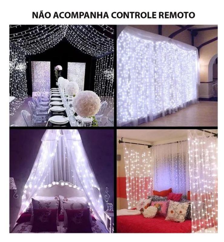Cortina Fio de Fada 200 Lâmpadas 3x2 Bivolt M/F 3x2 metros - V8 ...