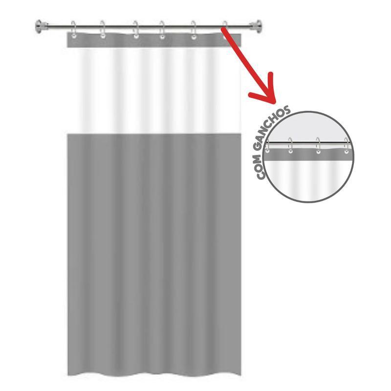 Cortina p/ Box PVC para Banheiro com Gancho Cinza Visor - Vida Pratika ...
