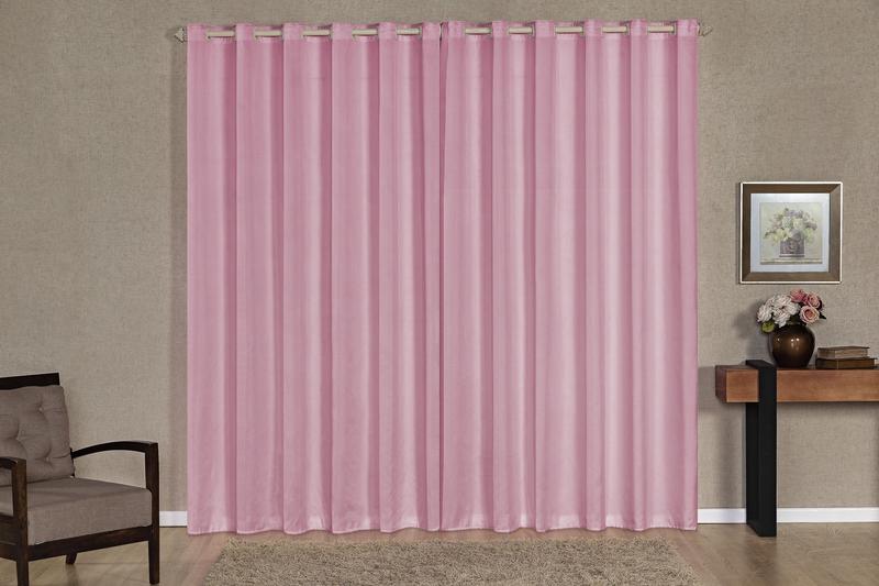 Cortina P/ Quarto Ou Sala 3,00m X 2,50m Rosa Casa Tem - Ione Enxovais ...