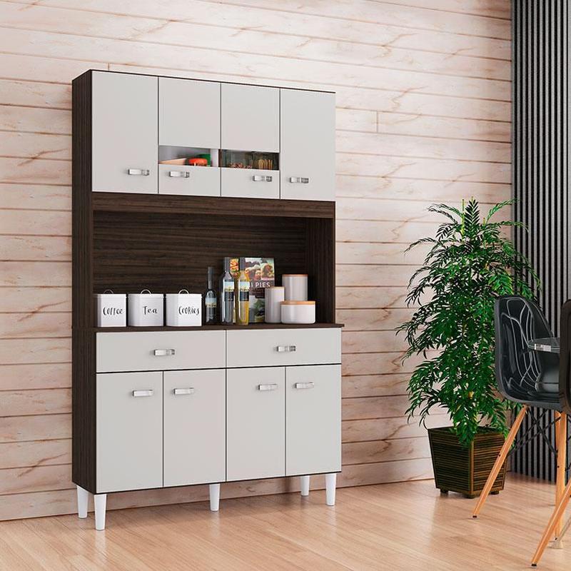 Cozinha Ambiente Kit Manu 8 Portas Chocolate Off White Poquema ...