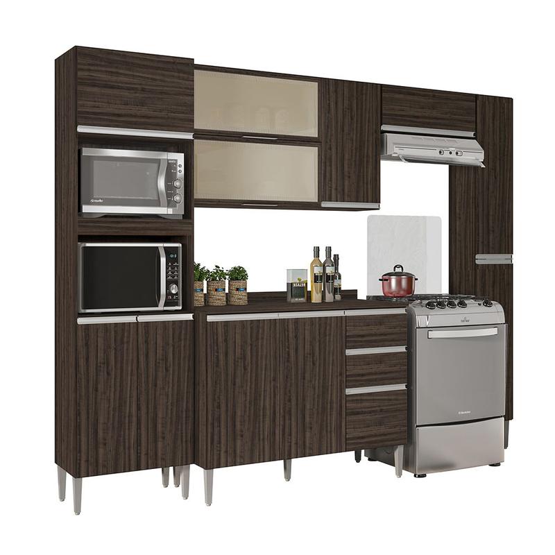 Cozinha Camélia Compacta + Balcão p/ Pia Com Tampo + Paneleiro Simples ...