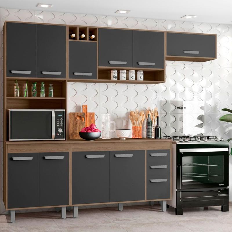 Cozinha Compacta 4 peças Balcão com Tampo Barcelona Poliman Móveis ...