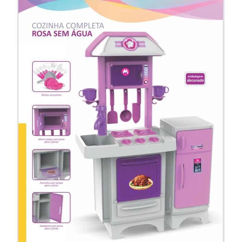 Cozinha Completa Infantil Sem Água Rosa P/ Meninas - Magic Toys - Cozinha Infantil / de ...
