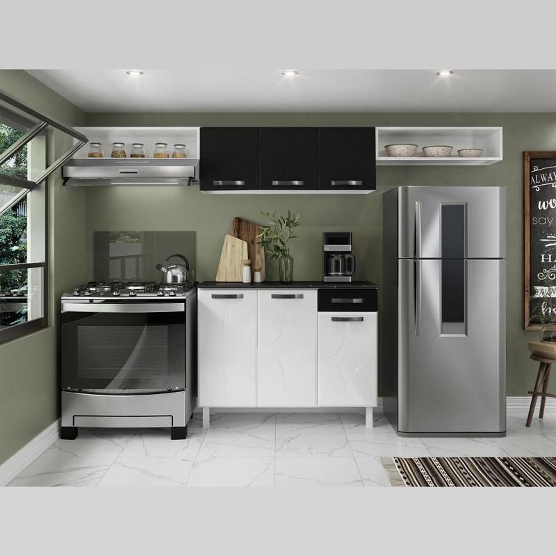 Cozinha Completa Planejada de Aço Compacta Rubi Balcão 6 Portas 1 ...