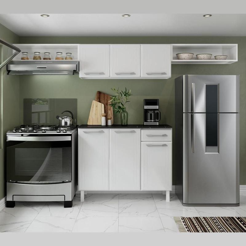 Cozinha Completa Planejada de Aço Compacta Topázio 4 Peças 6 Portas 1 ...