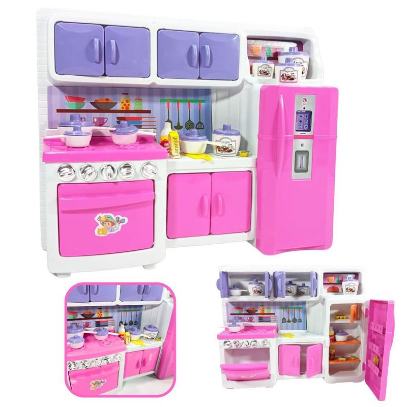 Cozinha De Brinquedo Infantil Kit Completa Utensílios Rosa - Lua de Cristal - Cozinha Infantil ...