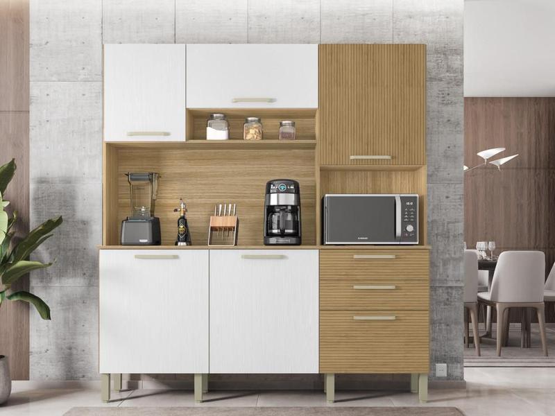 Cozinha Ferrara 06 Portas e 02 Gavetas Kits Paraná Freijo/Supremo ...