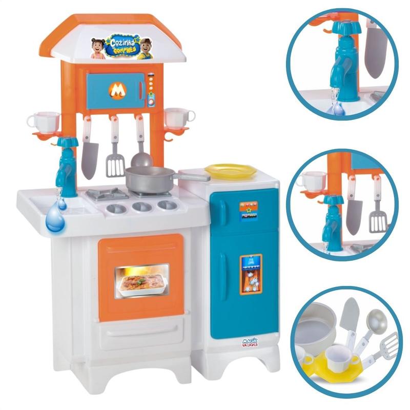 Cozinha Infantil Completa com Forno e Geladeira Torneira com água - Magic Toys - Cozinha ...