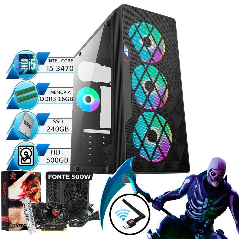 Cpu pc gamer i5 16gb,ssd 240gb,hd 500gb,video 4gb,fonte 500w - GSNEW ...