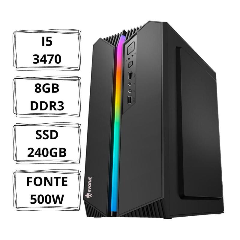 Cpu Pc I5 3ª Geração 8gb Ssd 240gb Fonte 500w Gabinete Gamer - Option ...