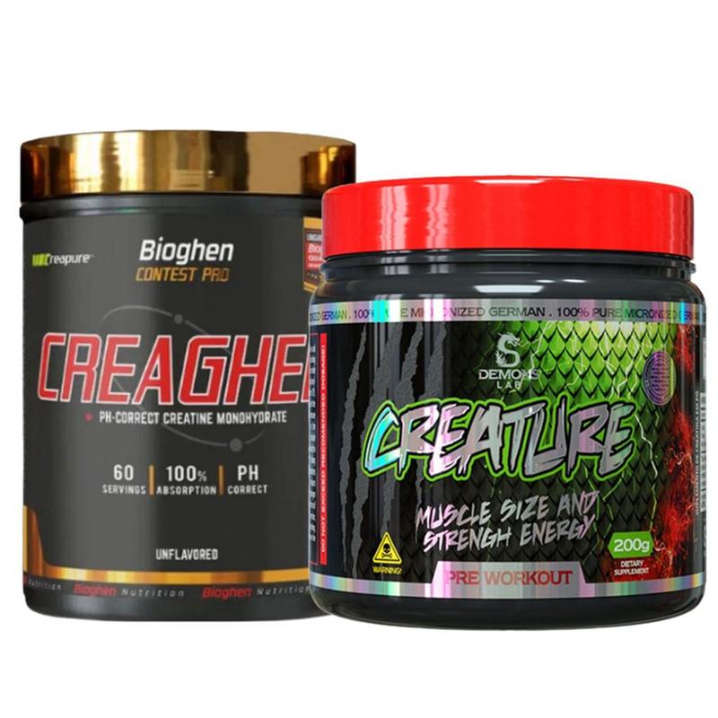 Creatina creaghen 300g bioghen + creatina creature 200g demons lab ...
