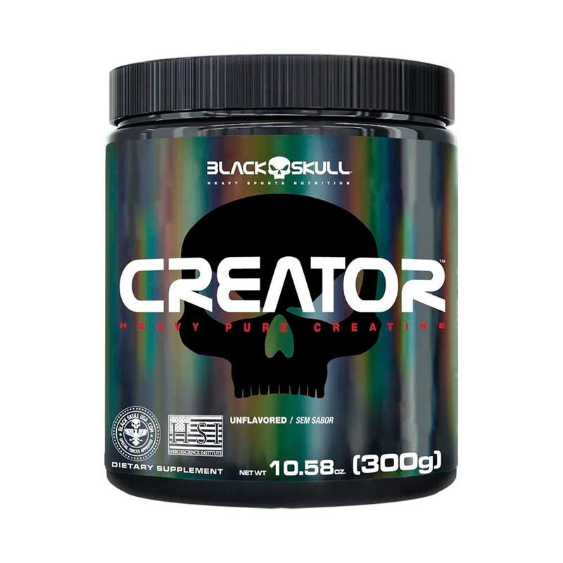 Creatina Monohidratada 100% Creator 300g Sem Sabor Black Skull ...