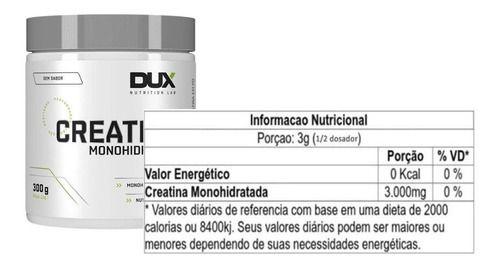 Creatina Monohidratada 3000mg Dose 100% 300g Dux Nutrition Treino antes ...
