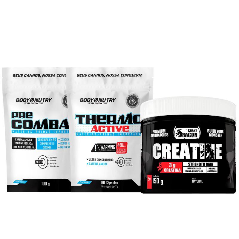 Creatina monohidratada + Thermo Active + Pré combat - Snake Dragon ...