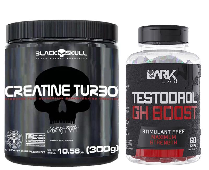 Creatine Turbo 300g Black Skull + Precursor GH Boost 60 Capsulas Dark ...