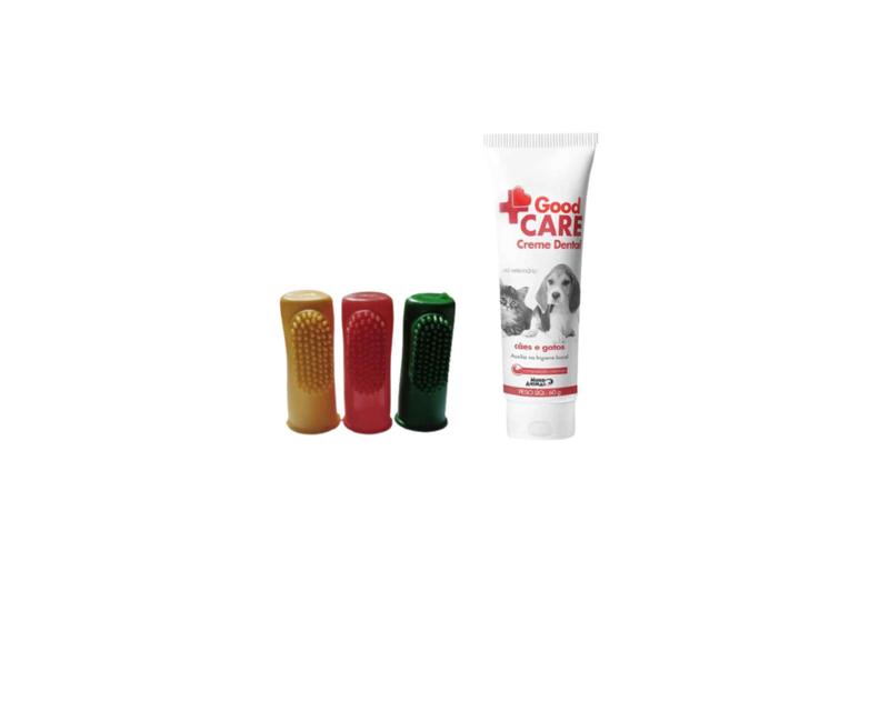 Creme dental good care + 3 dedeiras - MUNDO ANIMAL - Creme e Gel Dental ...