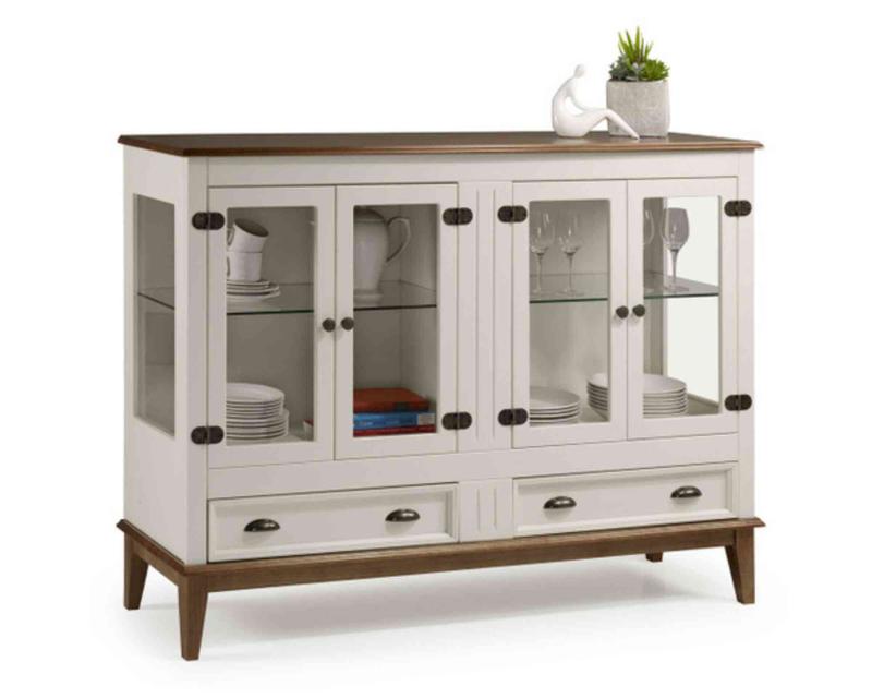 Cristaleira 4 Portas + 2 Gavetas Off White Wil Fama - Cristaleira ...