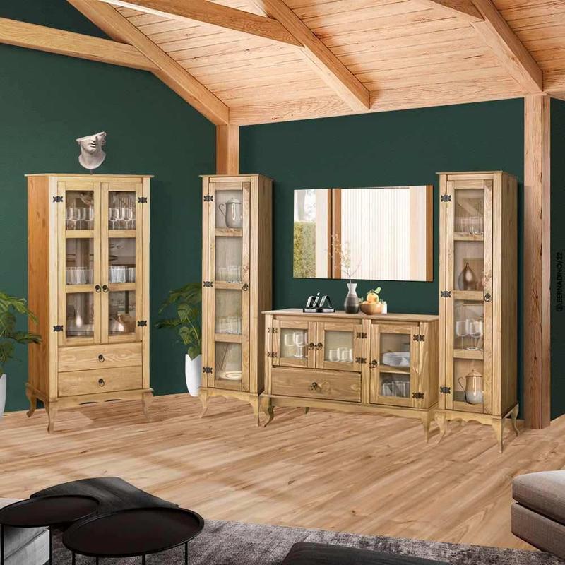 Cristaleira Balcão E 2 Torres Madeira Rústica Mel Denk - DENK MÓVEIS ...