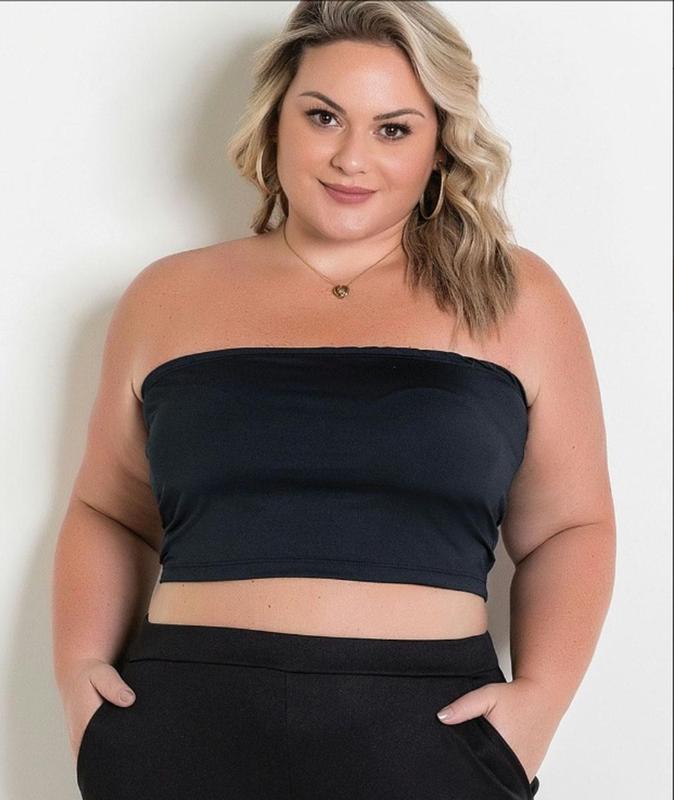 Cropped Top Faixa Plus Size Moda Feminina - Rosa Soul - Top Cropped ...