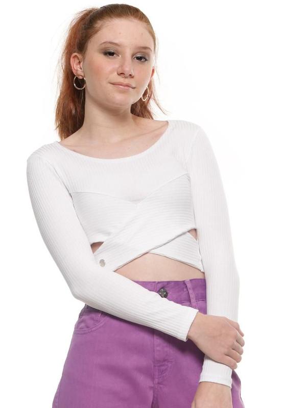 Cropped Viscolycra Canelada Teens Branco Poah Noah - Poah Banana ...