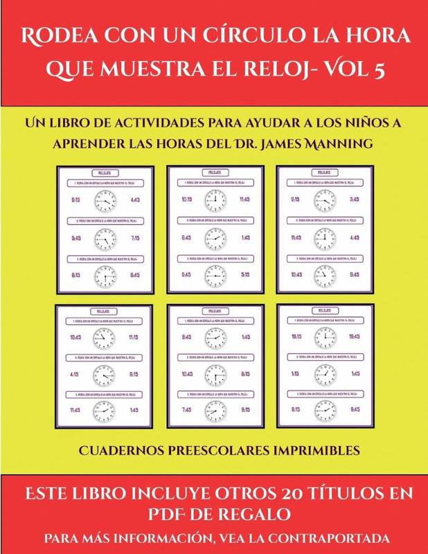 Cuadernos preescolares imprimibles (Rodea con un círculo la hora que ...