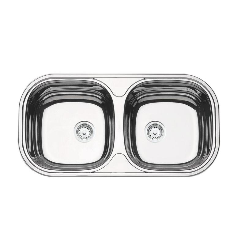 Cuba de embutir/sobrepor Tramontina Isis 2C 34 BS em Aço Inox Alto ...