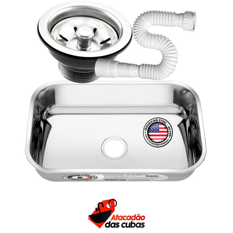 Cuba de Pia Durável em Aço Inox 430 - 56x34x17 cm - American Steel ...