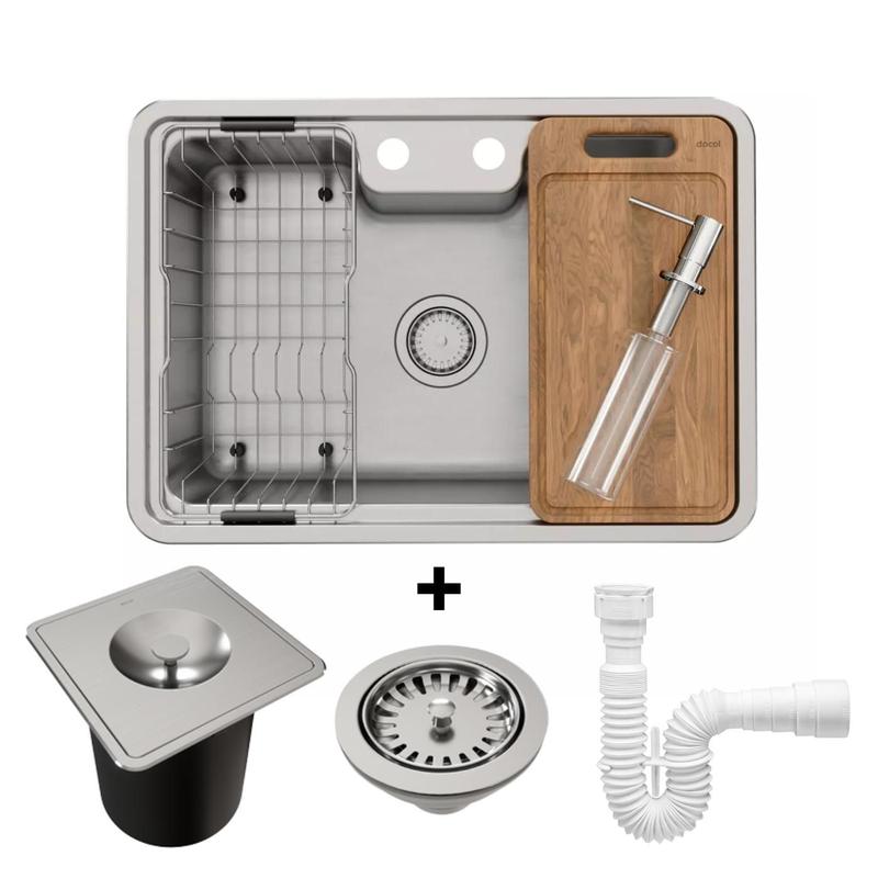 Cuba Docol Massima 68x48 Inox Escovado com Acessórios e Lixeira Bell ...