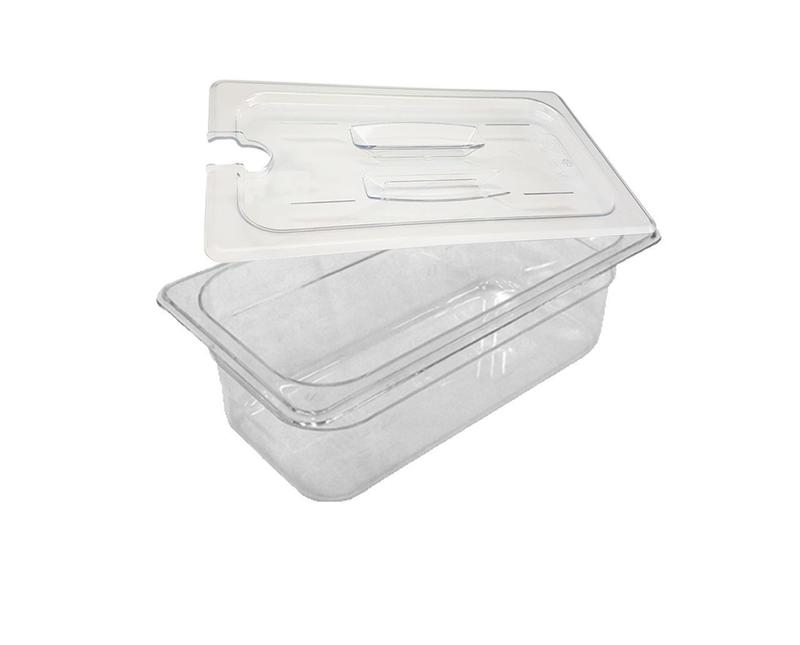 Cuba Gastronômica Policarbonato GN 1/3X100 mm 3,6 Litros + TAMPA 1/3 Em POLI Com ABERTURA Para ...