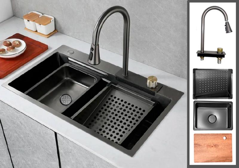 Cuba gourmet quadrada preta para cozinha CHAPA 0,8 com acessórios ...