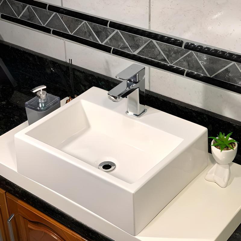 Cuba para banheiro de apoio 44x36 retangular em mármore sintético - Art ...