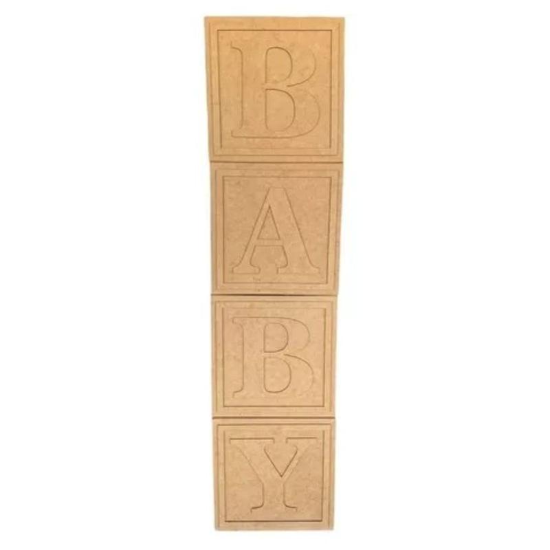 Cubo Baby Mdf Decoração Festa Chá Revelação Quarteto 4pçs - Ana ...