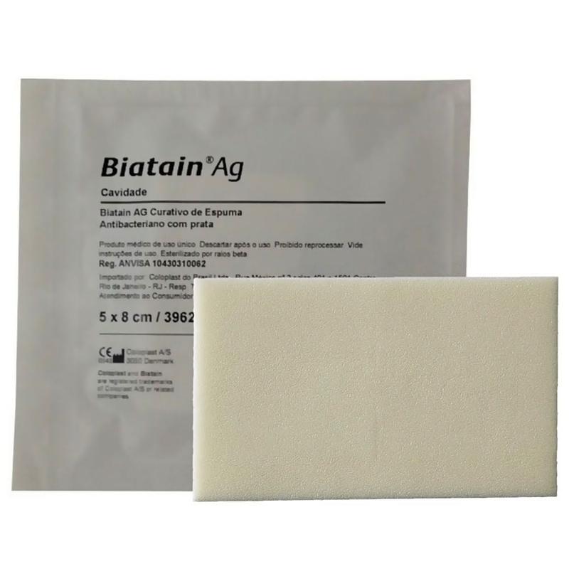 Curativo Biatain AG Coloplast Espuma Prata 39628 5x8cm - und - Curativo ...