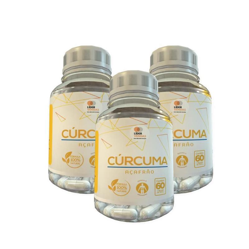Cúrcuma - 60 Caps 500Mg Kit Com - 3 Potes - Lider Vendas - Cúrcuma ...