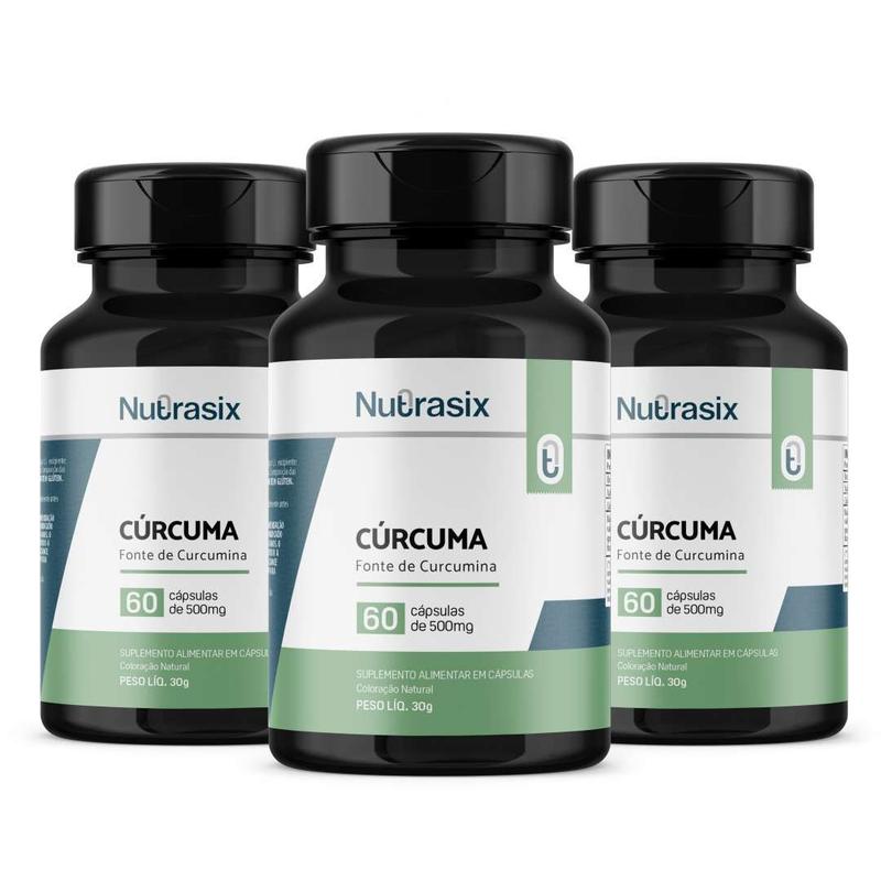 Cúrcuma capsulas 500mg 03 Potes com 60 Cápsulas - Nutrasix ...