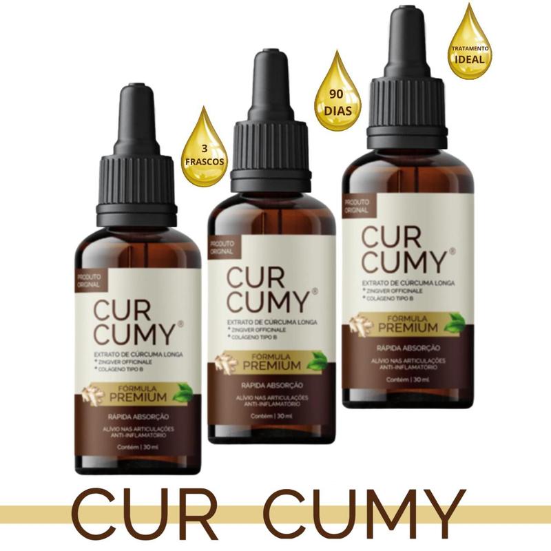 CurCumy Alívio de dores Diárias Suplemento Gotas Kit 3 unid. - Cur Cumy ...