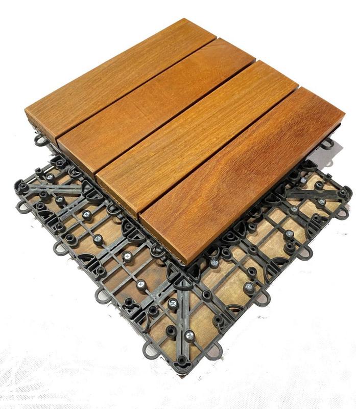 Deck de Madeira Modular com Base Plástica 4 Ripas 30x30 - Unid - Scrock ...