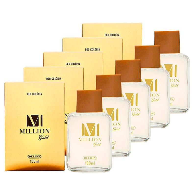 Deo Colônia Perfume Delion Million Gold Masculino Marcante 100ml (Kit ...