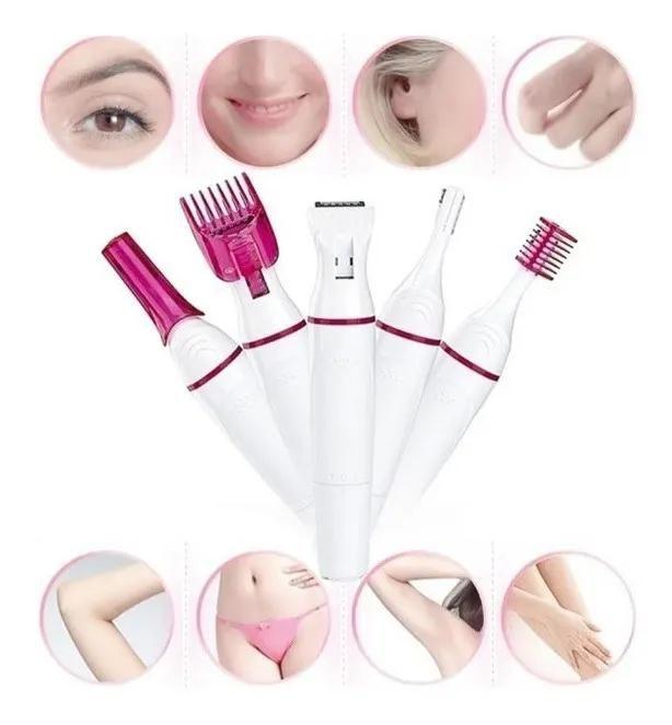 Depilador e aparador de pelos elétrico feminino, conjunto 5 em 1, removedor de pelos faciais ...
