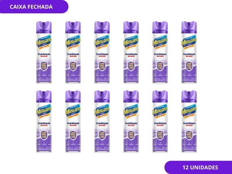 Desinfetante Aerosol Minuano Lavanda 360ml CX 12 - Desinfetante ...