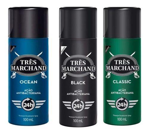 Desodorante Masculino Três Marchand Ocean + Classic + Black - Très ...