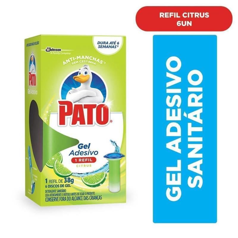 Desodorizador Sanitário Pato Gel Adesivo Refil Citrus 6 unidades ...