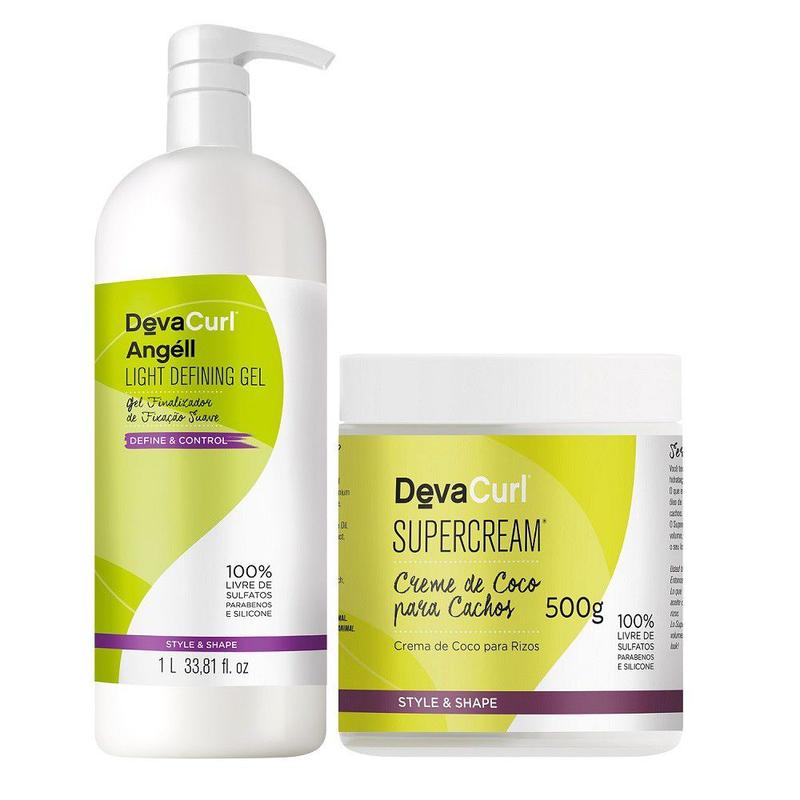 Deva Curl Angell Light Defining Gel 1000ml e SuperCream 500g - Kit de ...