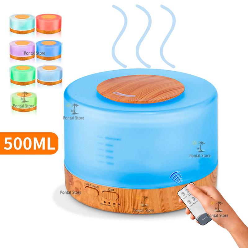 Difusor De Aroma Elétrico 500ml Led 7 Cores + Controle Remoto - 500ml - Estampa Madeira - Pontal ...