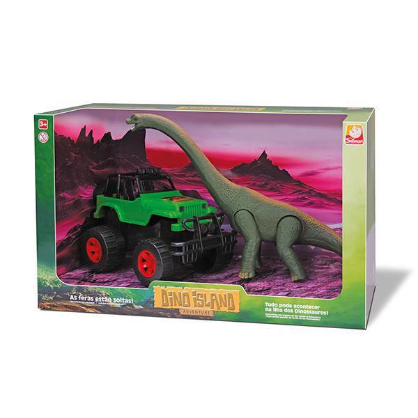 Dinossauro Braquiossauro Com Carrinho Jipe -1505 Silmar - Bonecos ...