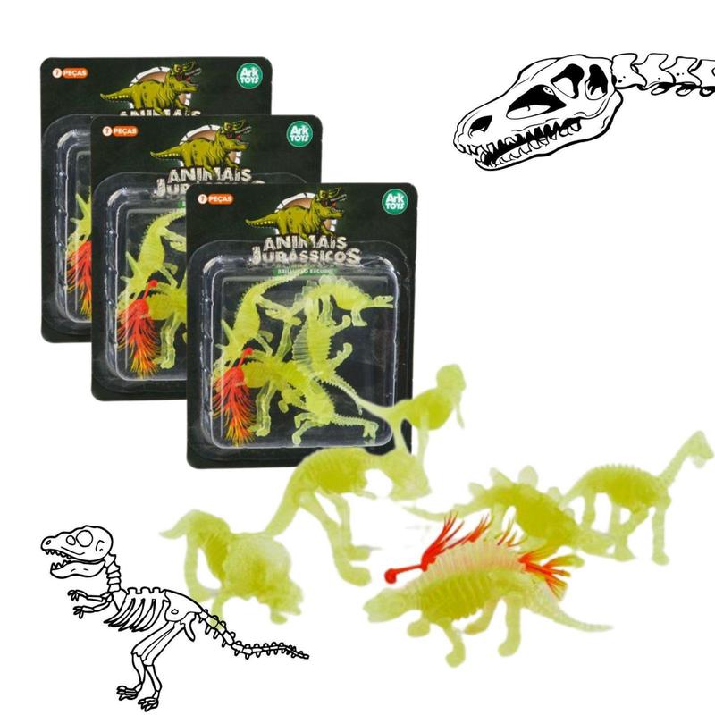 Dinossauro Brilha Escuro Fóssil Brinquedo Miniatura Criança - Ark Toys ...